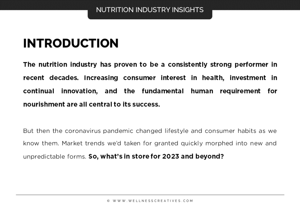 Nutrition Industry Market Research Report 2023 Edition Nutrition Industry Market Research Report 2023 Edition