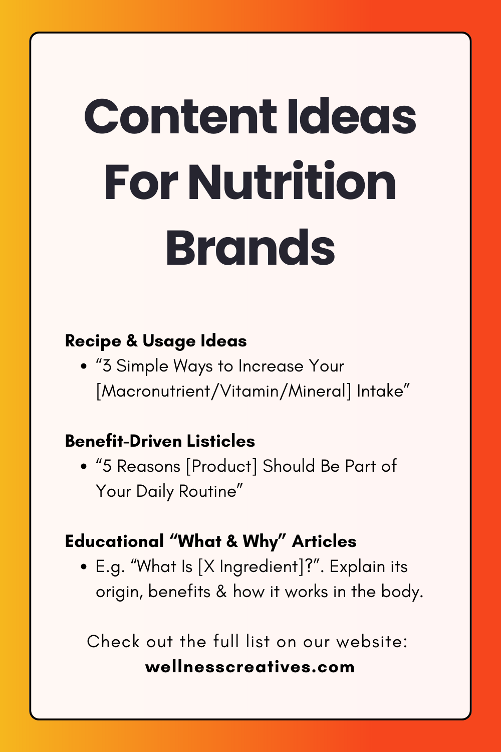 Content Marketing Ideas for Supplements & Nutrition Brands